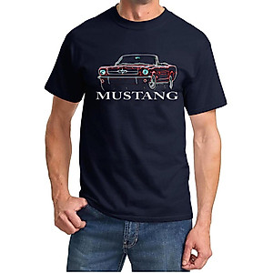 1965 1966 Ford Mustang Convertible Neon Lights Design Tshirt XL Navy Blue