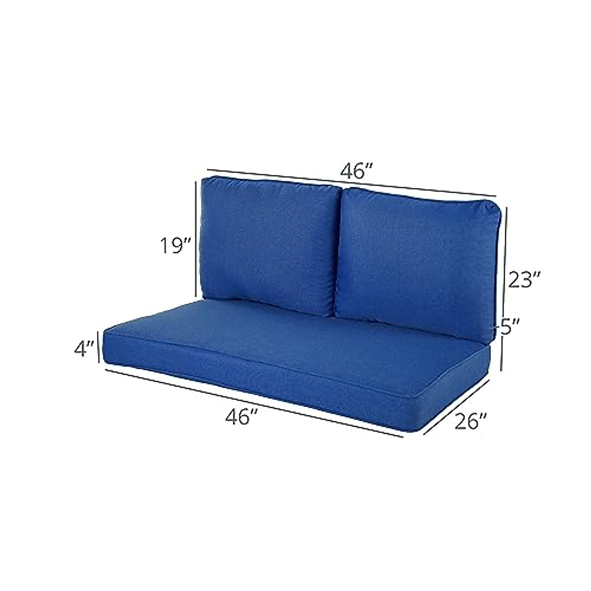 Quality Outdoor Living 29-CB02LV Loveseat Cushion, 46x26, Cobalt,3 Piece Assortment