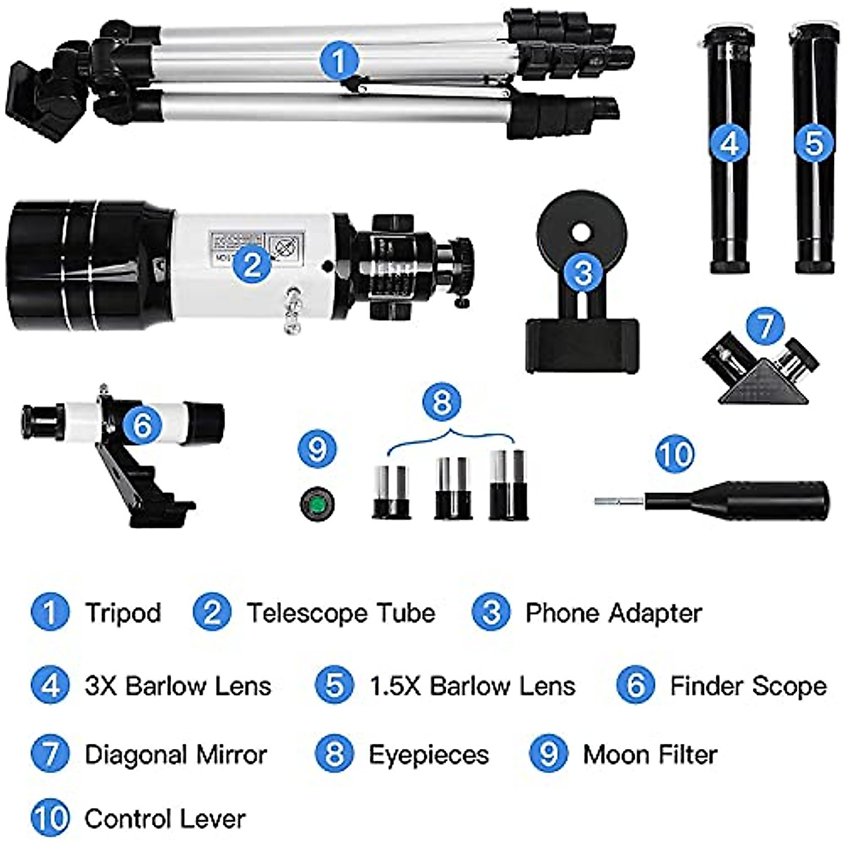 Telescope for Kids &Adults &Beginners,70mm Aperture 300mm AZ Mount with Adjustable Tripod and Fully Multi-Coated Optics, Portable Astronomy Refractor Telescope, Wireless Remote…