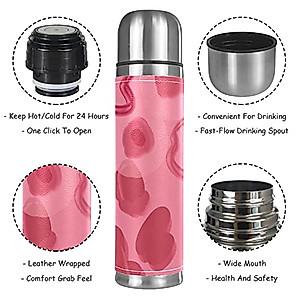 Stainless Steel Leather Vacuum Insulated Mug Bubble Thermos Water Bottle for Hot and Cold Drinks Kids Adults 16 Oz