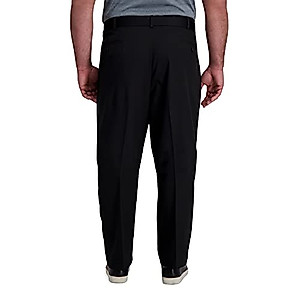 Haggar Men's Cool Right Performance Flex Classic Fit Pleat Front Pant-Reg. and Big & Tall Sizes, Black-BT, 46W x 32L