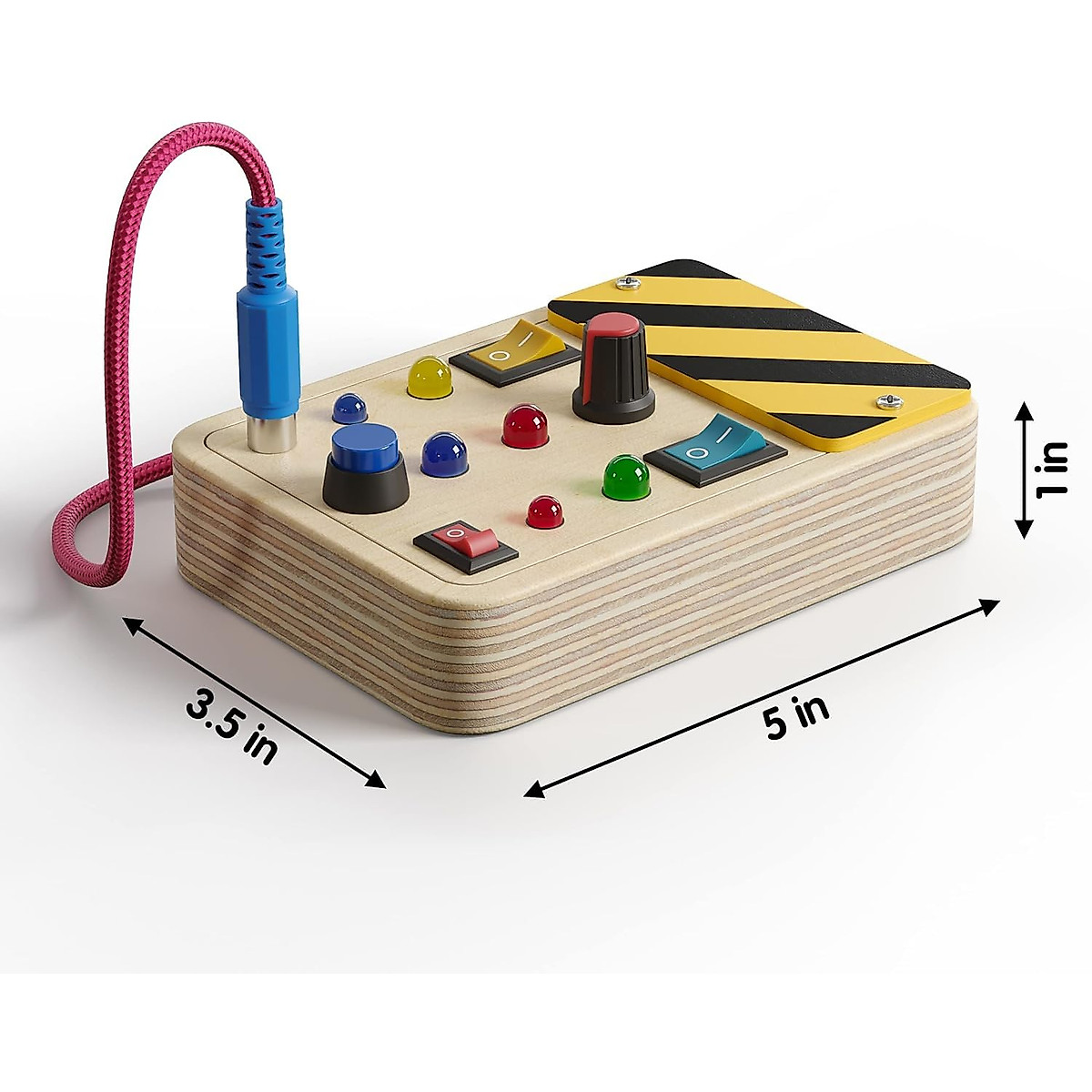 Montessori Busy Board for Toddlers - Wooden Sensory Toys for Toddlers - Toys For Autistic Children with LED Light Up Buttons Pluggable Wires Baby Gifts - Educational Learning Fidget Toy By Montotoys