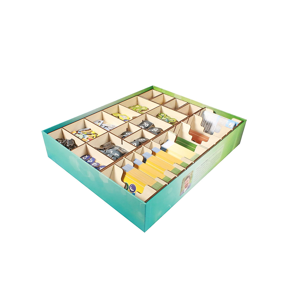 The Broken Token Ark Nova Compatible Game Organizer - Wood Storage Box with Multiple Trays for Cards, Bids, Players & More - Unofficial Wooden Game Organizer