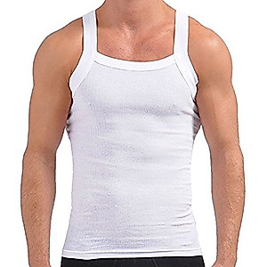 John Son Super Heavy Weight Square Cut Tank Top - 2 Pack (1XL, White)