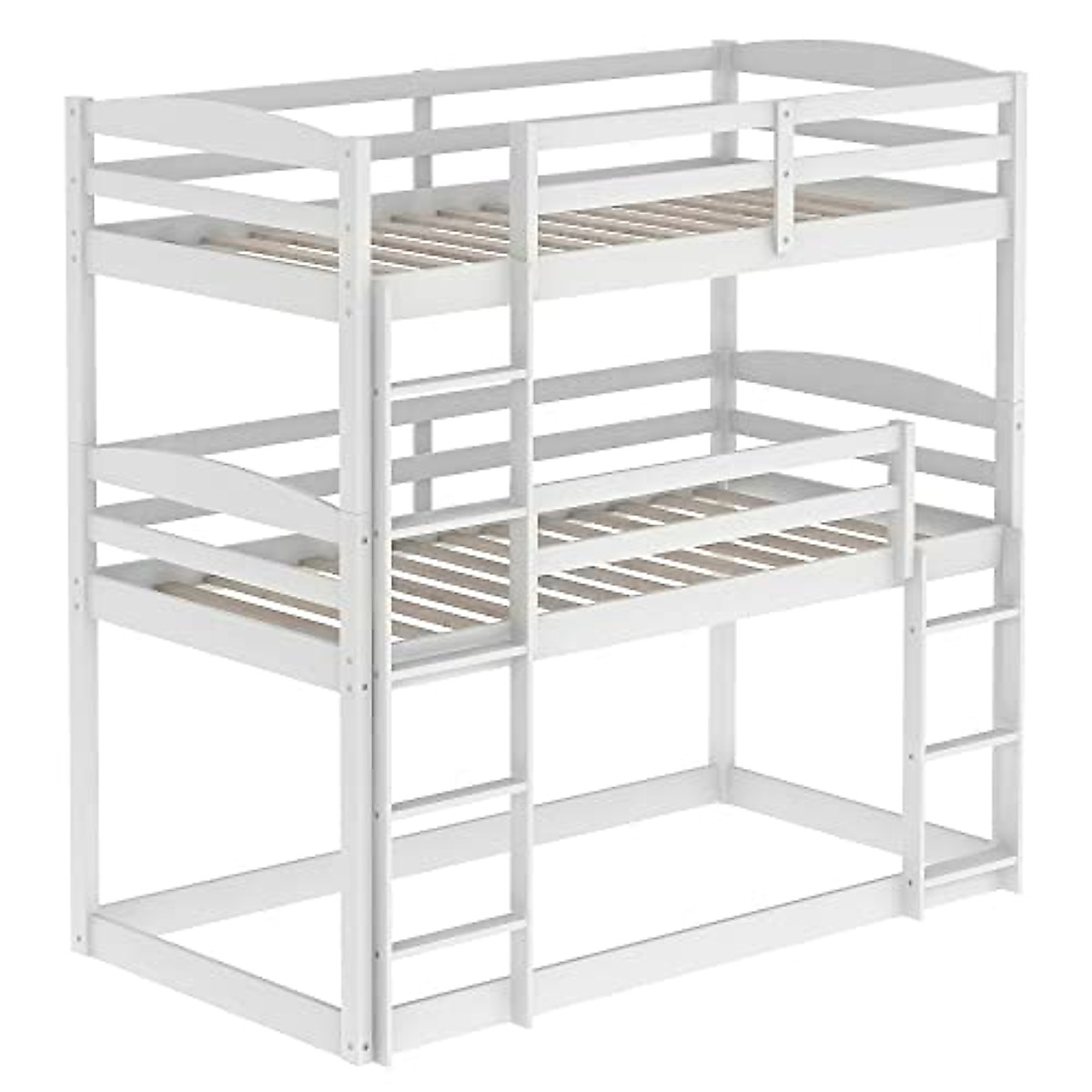 TARTOP Low Bunk Beds for Kids,Triple Bunk Bed Twin Over Twin Over Twin,Wood Bunk Beds Can be Separable to 3 Beds,No Box Spring Needed,White