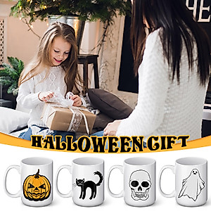 Lallisa 4 Pieces Halloween Mug Set Halloween Coffee Mug 15oz Halloween Mugs Pumpkin Mug Ghost Mug Fall Coffee Mugs Gift for Kids Women Men Thank You Gifts Fall Decoration for Kitchen Office Home