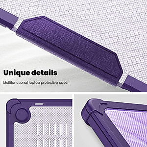 Yebiseven Case for M3/M2 MacBook Air 15 inch 2024 2023 Released A3114/A2941, Heavy Duty Shockproof Laptop Case with Keyboard Cover & Trackpad Protector & OTG Adapter & 2 Webcam Cover, XK-Purple