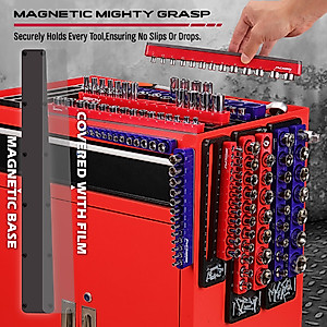 Magnetic Socket Holder Organizer Set: 6-Piece Detachable 1/2 3/8 1/4 Drive Sockets Storage Tray Magnetic Socket Organizer Tool Box Drawer Tool Box Organizers Storage Metric SAE (Sockets Not Included)