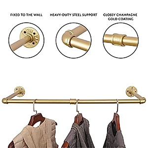 HomeDecoGoods Clothes Rack Wall Mount, 34''L Clothing Bar for Wall, Industrial Pipe Clothes Rod, Heavy-Duty Cast-Iron Garment Rack, Clothes Hanging Rod Bar for Laundry Room Closet Storage