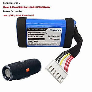 Youejoeq 10200mAh jbl Charge 4 Battery Replacement for JBL Charge 4, Charge 4BLK, Charge 4J, CHARGE4BLUAM,fits Part no 1INR19/66-3,ID998, SUN-INTE-118, IY1068