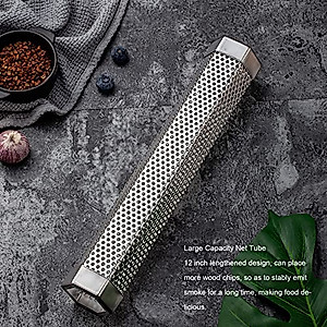 VTOSEN 12 Inch Stainless Steel Smoker Tube for Pellet Grills - Rhombus Shape Smoke Tube for BBQ, Smoked Box, Fruit Wood - Outdoor Grills