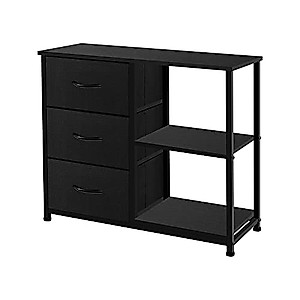 AZL1 Life Concept Rustic Brown Fabric Dresser, 4 Drawer Organizer Unit with 2 Shelves, Storage Chest for Bedroom, Entryway, Hallway, Living Room, Office, Black