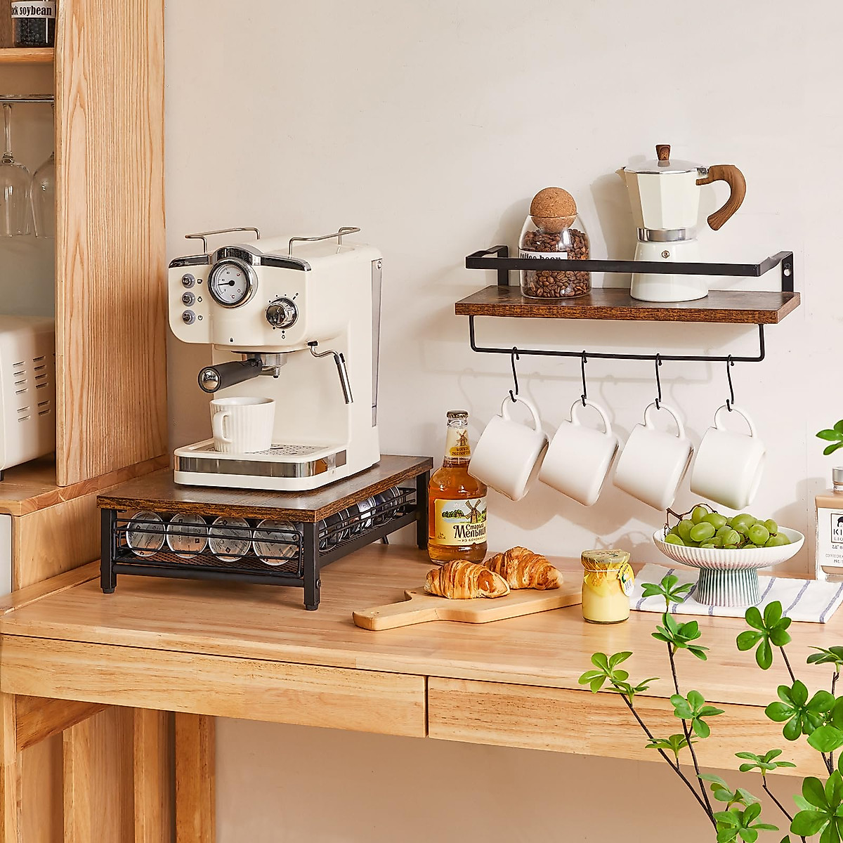 IBUYKE Coffee Pod Drawer Holder for Nespresso, 40 Capacity Capsule Pods Storage Organizer, Compact Under Coffee Pot Storage Drawer, Slim Home Kitchen Counter Organizer, Rustic Brown,TCJ101H