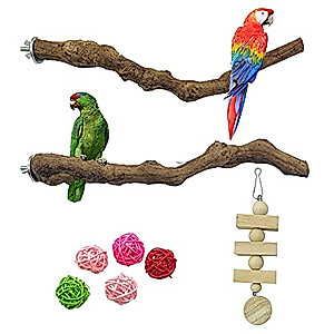 Seasonsky 8 PCS Natural Grape Stick Fork Bird Perch Bird Standing Stick Chewing Bird Toys Natural Grapevine Bird Cage Perch for Parrot Cages Toy for Cockatiels, Parakeets, Finches