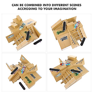 TIME4DEALS Fingerboard Skate Park Set 18 Pcs - Finger Skateboard Deck Ramp Set 8 Pieces Bigger & Mini Finger Toys Kit Handboards Scooter Skates Bike Caster Board Skateboards for Kids Gifts