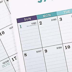 Wall Calendar 2023-2024 - Calendar 2023-2024, Jan. 2023 - Jun. 2024, 12" x 17", 2023 Wall Calendar with Thick Paper, Twin-Wire Binding + Hanging Hook + Large Blocks with Julian Dates - Colorful Lump