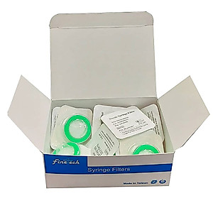 10 Pack Sterile Syringe Filter PES Hydrophilic Filtration 0.22um Pore Size, 33mm Diameter Membrane Sterile PES Membrane Individually Packed by Finetech Made in Taiwan