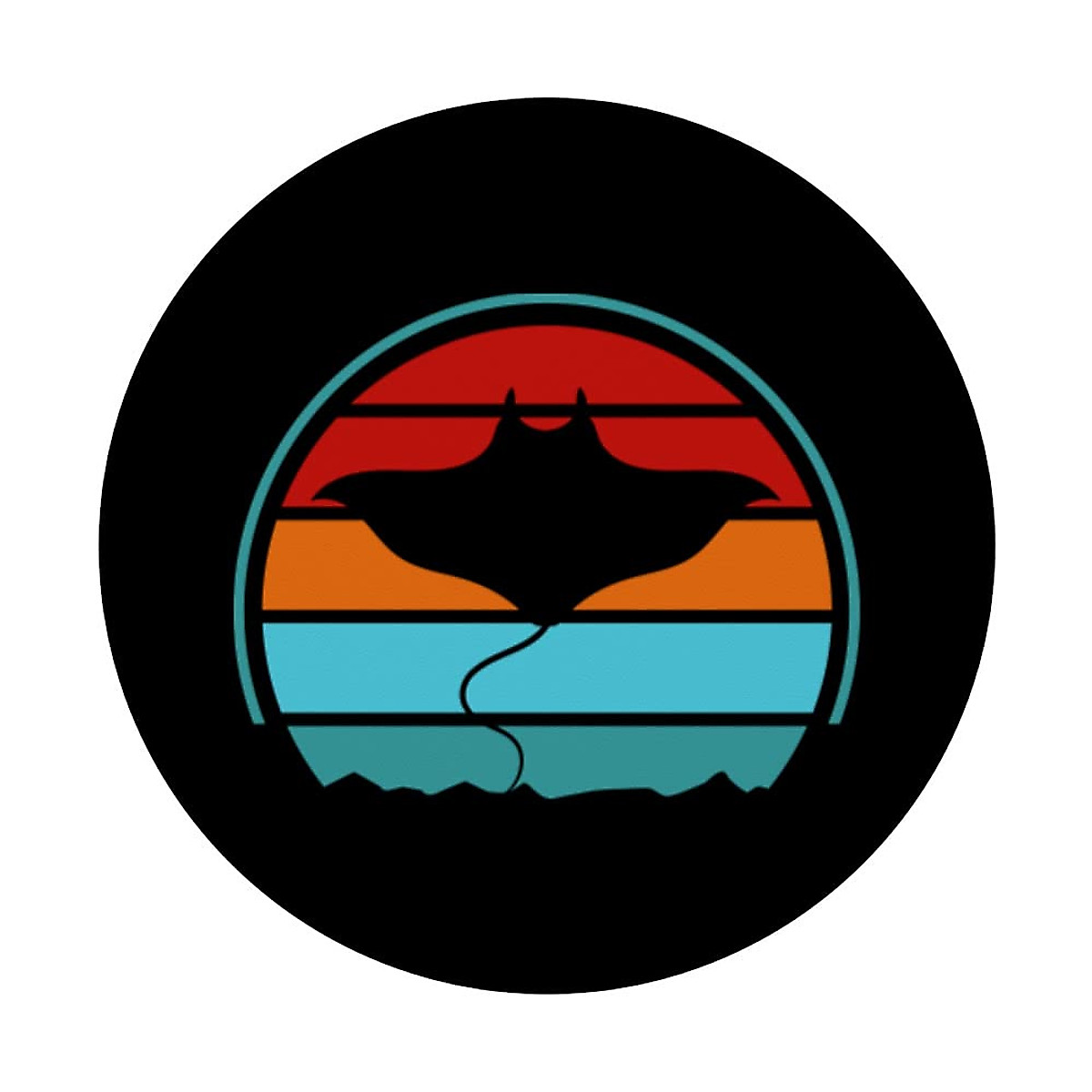 Aquarist Ocean Animal Lover Stingray Retro Manta Ray PopSockets Swappable PopGrip