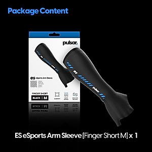PULSAR eS Gaming Arm Sleeve for Esports Gaming Compression Sleeve, Finger Short Medium Black
