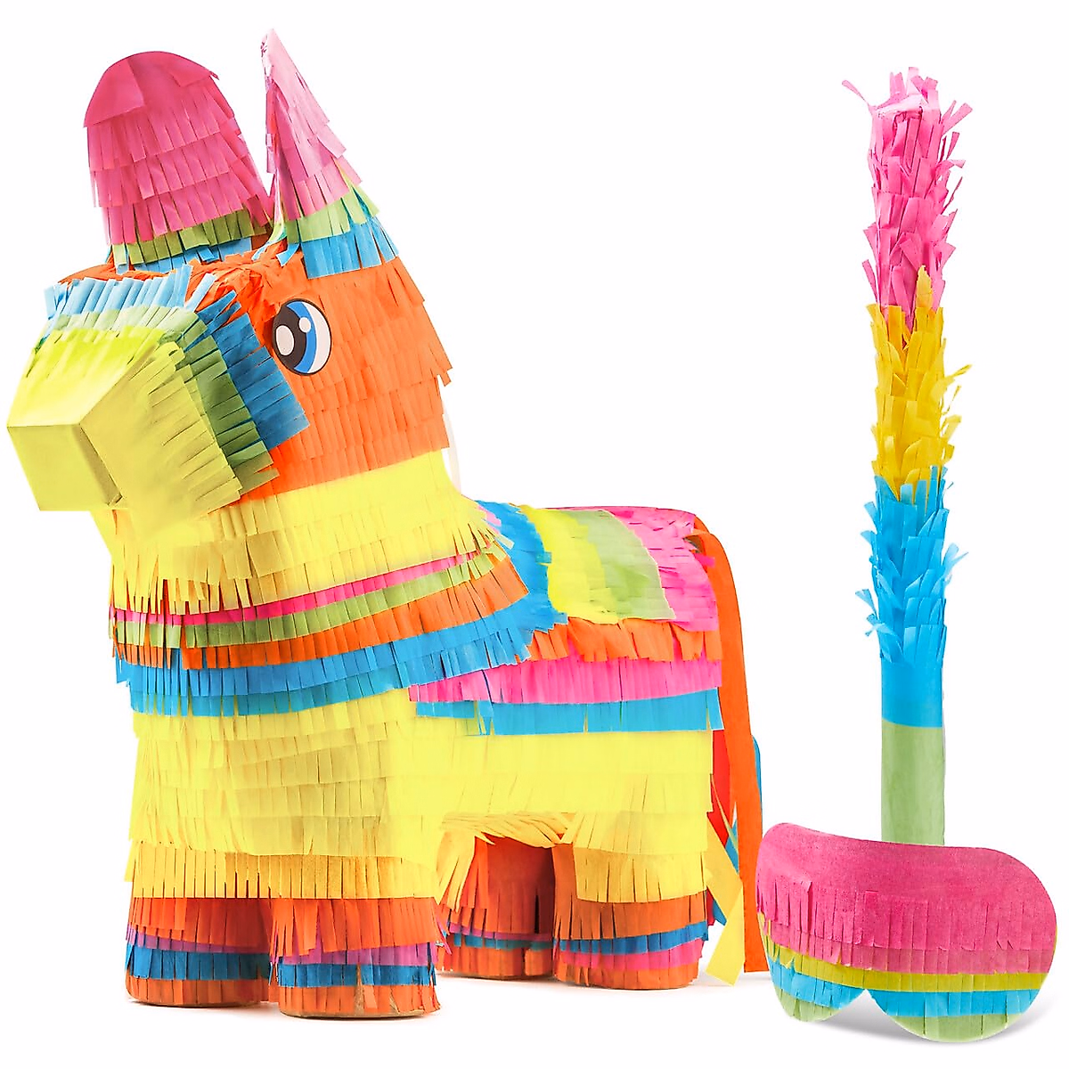 Cinco De Mayo Donkey Pinata for Kids Birthday Party, (13 x 20 x 5 in.) for Fun Fiesta Taco Party Supplies, Luau Event Photo Props, Mexican Theme Decoration, Carnivals Festivals, Taco Tuesday Event