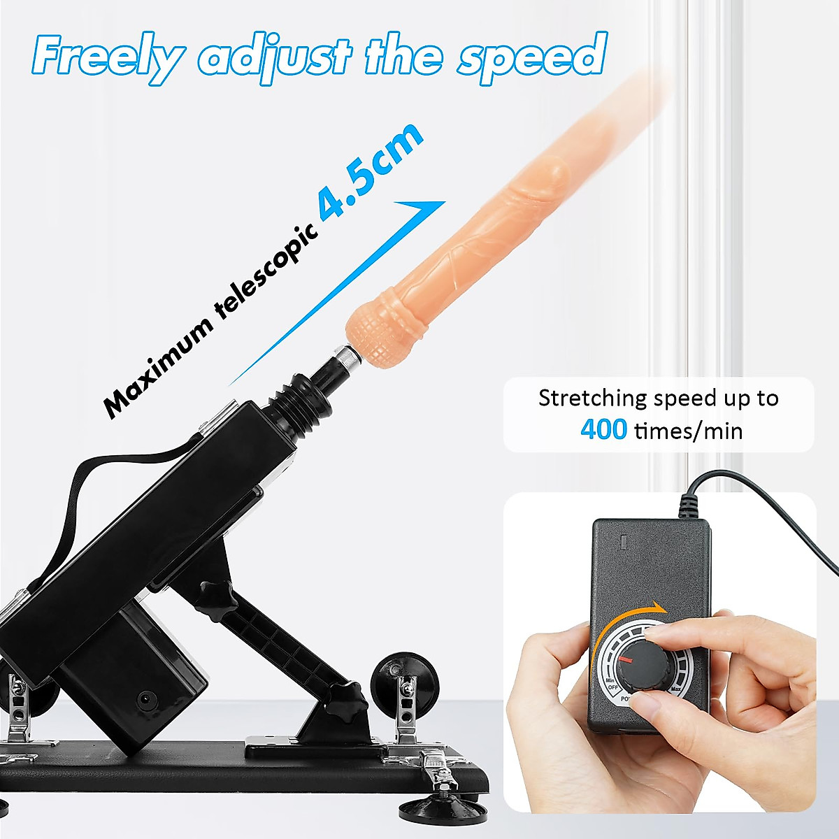 Sex Machine Gun Thrusting Sex Machine Automatic Thrust Dildo Move 400 Times/Minute Speed Adjust Thrusting Dildo Sex Machine for Women and Men Sex Toy with 3XLR Attachments Sex Thrusting Machine