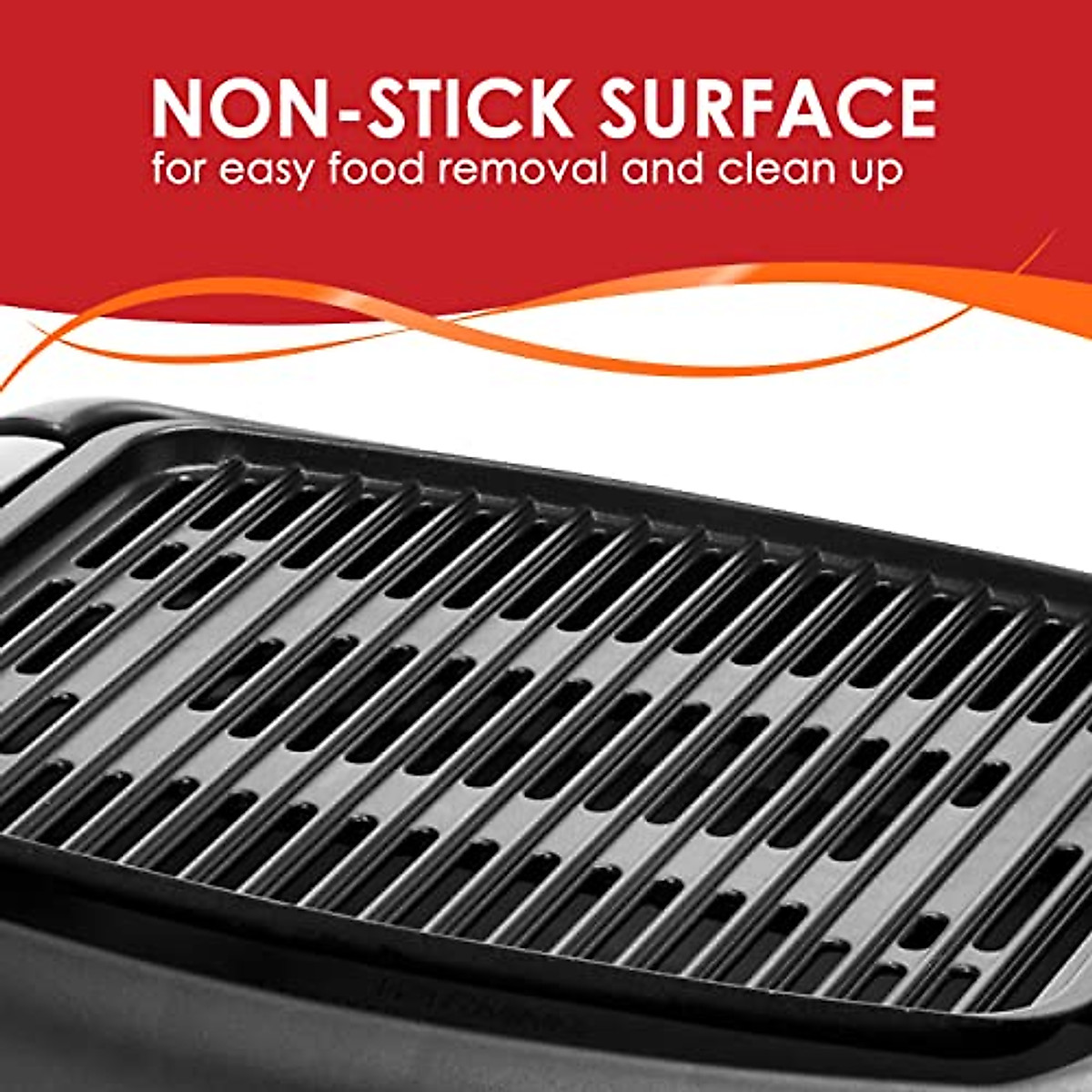 Elite Gourmet EGL-3450 Smokeless Indoor Electric BBQ Grill Dishwasher Safe, PFOA-Free Nonstick, Adjustable Temperature, Fast Heat Up, Low-Fat Meals Easy to Clean Design, Black