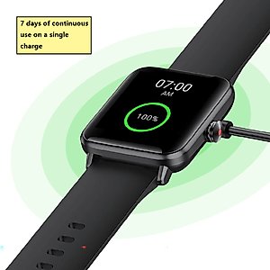 MEGIR Built-in Alexa Unisex Sports 1.55" Touch Screen Smart Watch Fitness Tracker/Heart Rate/Sleep Monitor/Sleep Monitor/SpO2 Pedometer with Blue Silicone Strap Touch Screen for Android iOS System