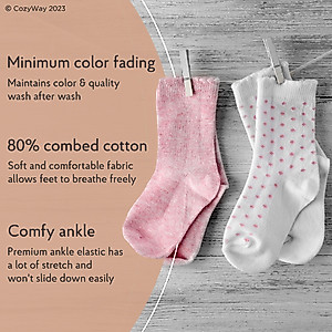 CozyWay Baby & Toddler Knee High Bow Socks, 6 Pack for Girls, White/Gray/Pink/Burgundy/Green/Black, 2-4 Years Old