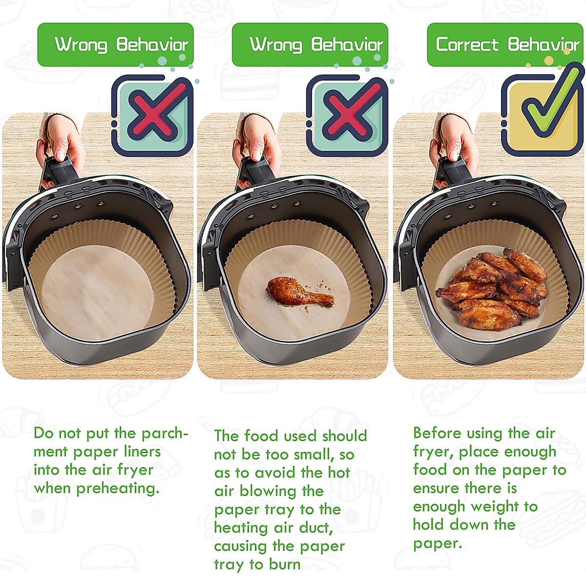 Palksky 150Pcs Air Fryer Baking Paper Round - Air Fryer Baking Liners, Baking Paper for Air Fryer Water-proof, Oil-proof, Non-stick, Parchment Baking Paper for Baking Roasting Microwave(7.9Inch)