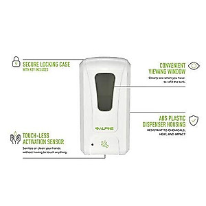 Alpine Automatic Hand Sanitizer Dispenser - Touchless Soap Dispenser for Restaurant, Hospital, School, Hotel, Kitchen and Bathroom -1200mL Foam White
