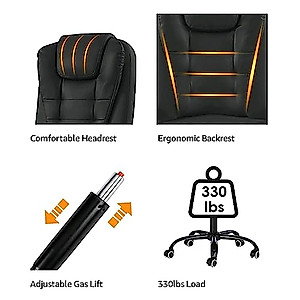 Adjustable Executive Massage Office Chair Reclining High Back Big Tall Leather Ergonomic Swivel Task Chair with Footrest