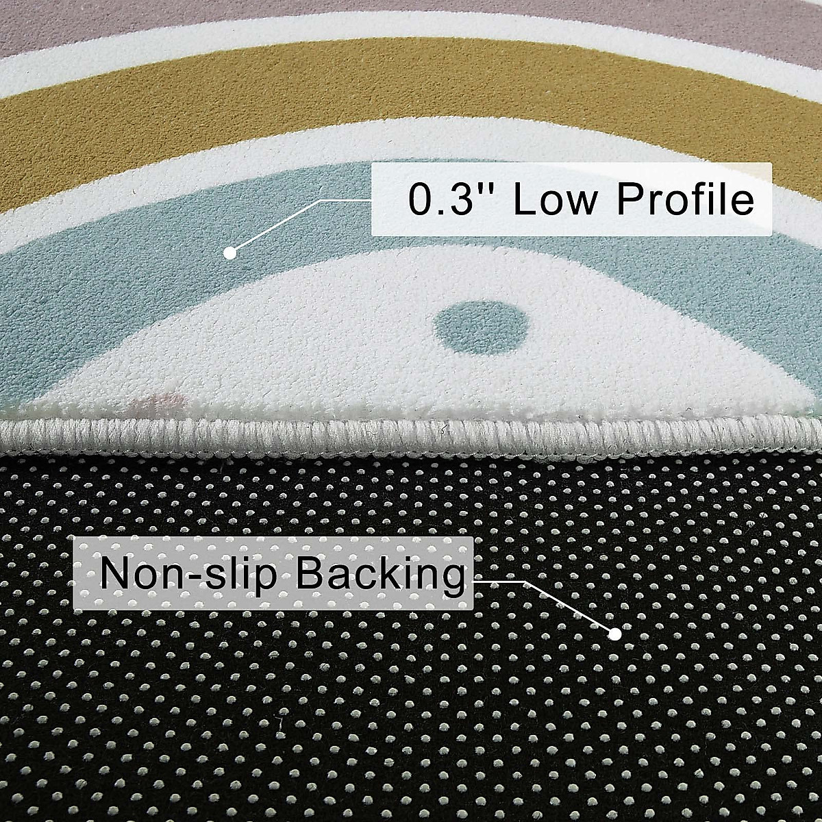 STARUIA Rainbow Kids Rug Play Carpet 55"x47" for Bedroom, Hexagon Washable Rug for Playroom Tent Castle, Non-Slip Nursery Rug Soft Play Mat for Children Playpen Classroom Dorm