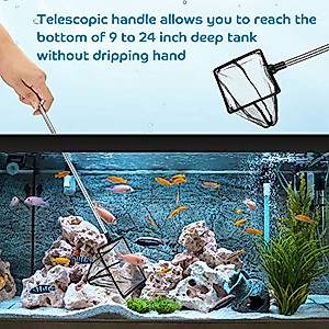 2 Pieces Mesh Fish Tank Net Aquarium Fish Net 4 Inch Stainless Steel Fish Net with Extendable 12.5-27.5 Inch Long Handle Fish Catch Nets Fish Tank Aquarium Accessories