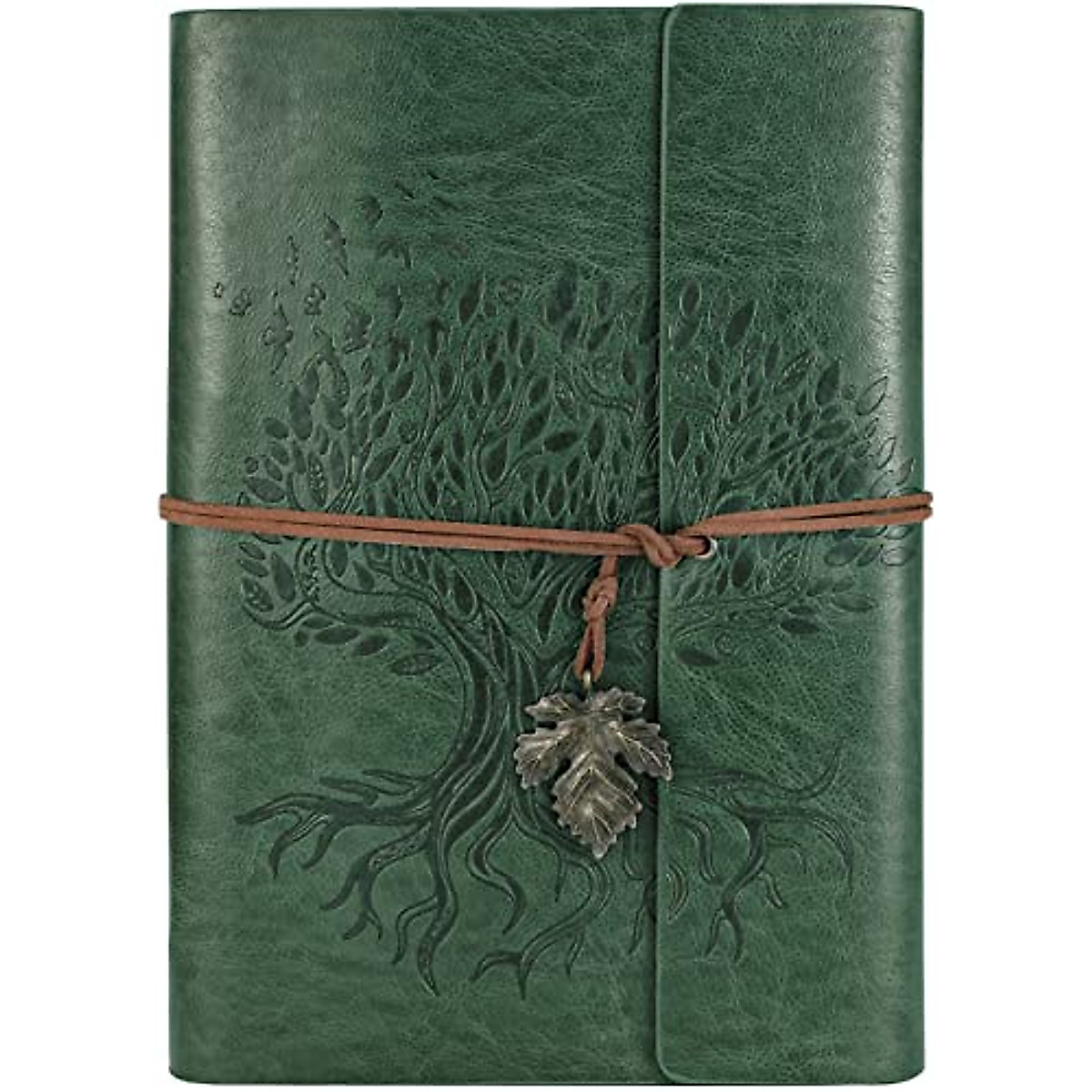 Billtigif PU Leather Journal Notebook, Refillable Travel Vintage Writing Journals Diary, Gifts for Women, Men, Teen Girls and Boys, 100GSM Lined Paper,160 Pages(Green, A5 9.2" x 6.5")