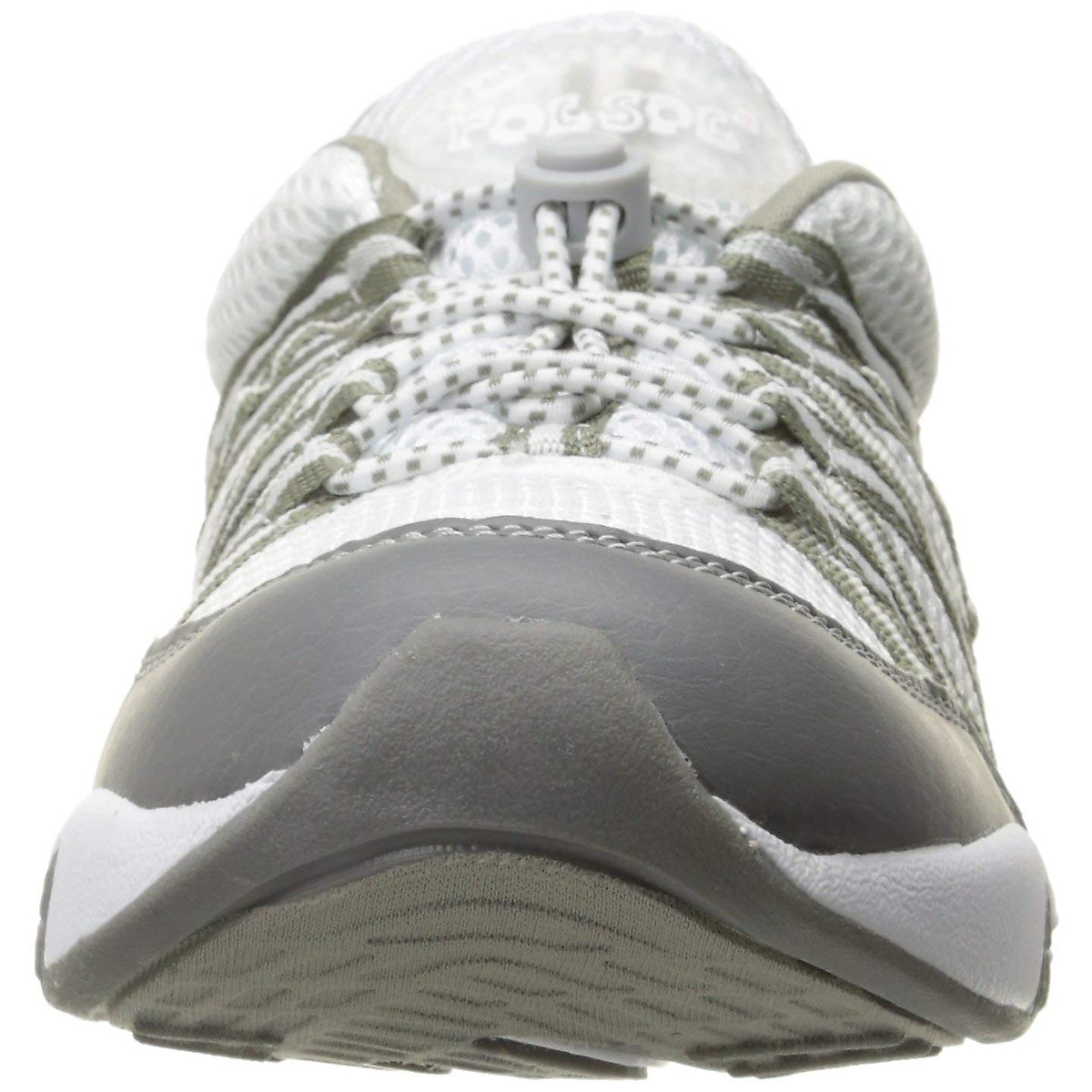 RocSoc Womens Water Dissipating Lightweight Mesh Walking Shoes, Breathable Design with Quick On and Off Laces, Comfort on Uneven Surfaces White/Grey