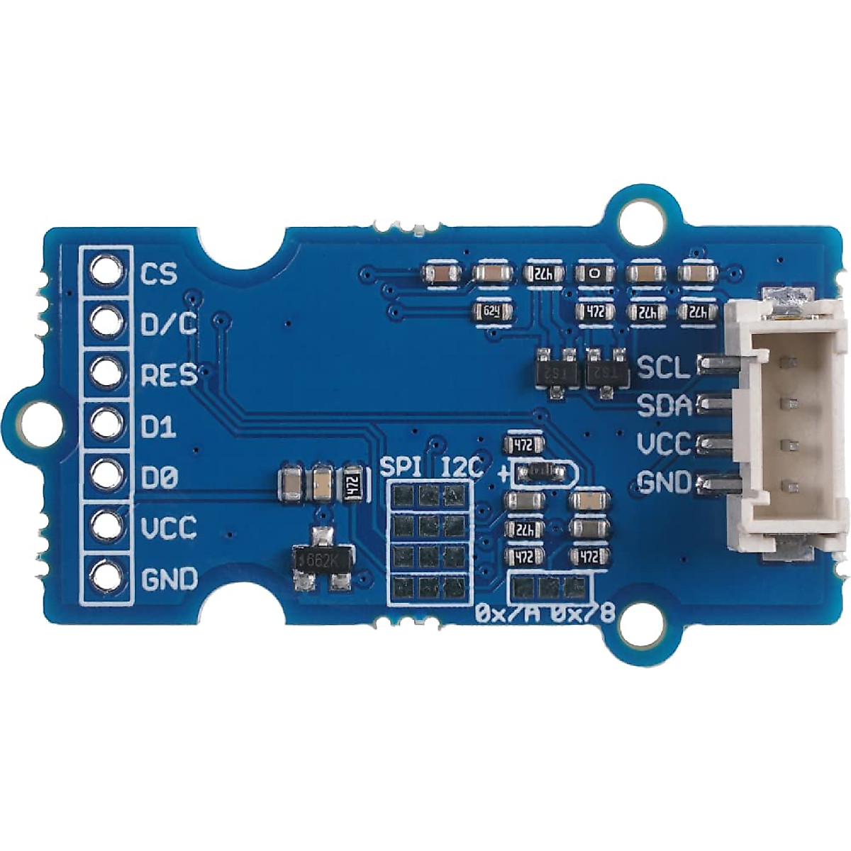 Seeed Studio Grove - OLED Yellow&Blue Display 0.96 (SSD1315) - SPI/IIC -3.3V/5V with I2C and SPI, Blue and Yellow Bi-Colour Display with 12864 Resolution.