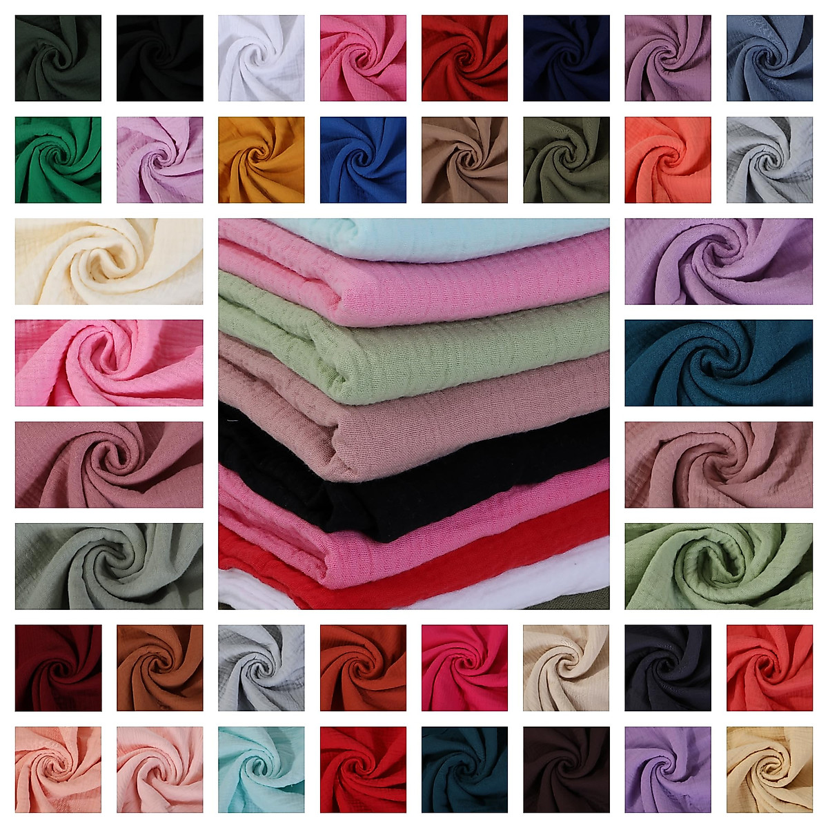 100% Cotton Double Gauze Muslin Fabric by The Yard, Crinkle Fabric, Swaddle Fabric, Cheesecloth Fabric, Choose from 40 Colors (Ivory)