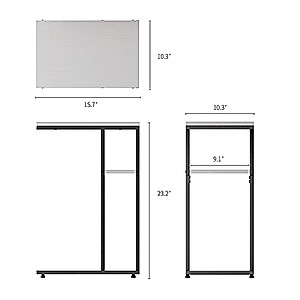 CubiCubi C Shaped End/ Side Table for Couch and Bed, Living Room Bedroom, Small Rustic Table with Metal Frames, Modern Design, White