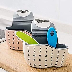 Kitchen Sink Shelf Soap Sponge Drain Rack Holder Double Decker Hanging Basket Storage Suction Cup Kitchen Organizer Sink Accessories Wash Dropshipping, 1Pcs (Beige)