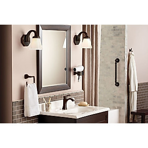 Moen Voss Oil Rubbed Bronze One-Handle High-Arc Bathroom Faucet with Drain Assembly for Single-Hole Sink, 6903ORB