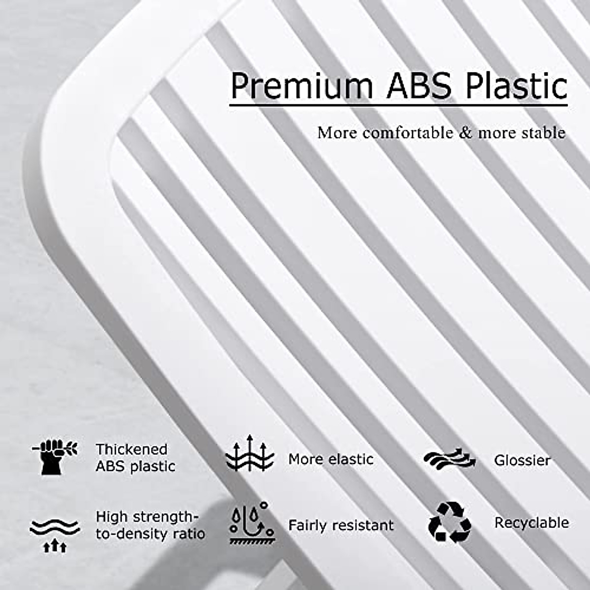 PURPLE LEAF Outdoor Pool Chaise Lounge Plastic Chair Set of 3 Patio Adjustable Lay Flat Recliners Tanning Lounger Chairs with Table for in-Pool Sunbathing Beach Lawn Poolside, White