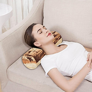 xigua Western Cowboy Neck Roll Pillow for Neck Relief with Removable Washable Cover - Memory Foam Round Cylinder Bolster, Ergonomically Designed for Head, Neck, Back, and Legs