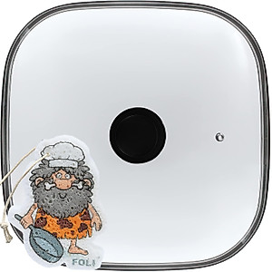 Square Glass Lid 12'', Clear Tempered Glass Vented Square Pan Lid, Replacement Cookware, Frying Pan Cover by IFITTING,1Pack, inner diamater 11.56'' outer diameter 12''