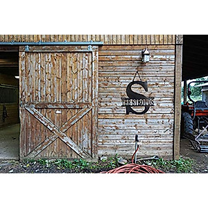 Personalized Last Name Sign - Custom Metal Name Sign - Split Letter Monogram Door Metal Hanger Wall Art - Indoor / Outdoor Wedding Gift ideas- 5 Sizes, 13 Colors Available - MADE IN THE USA