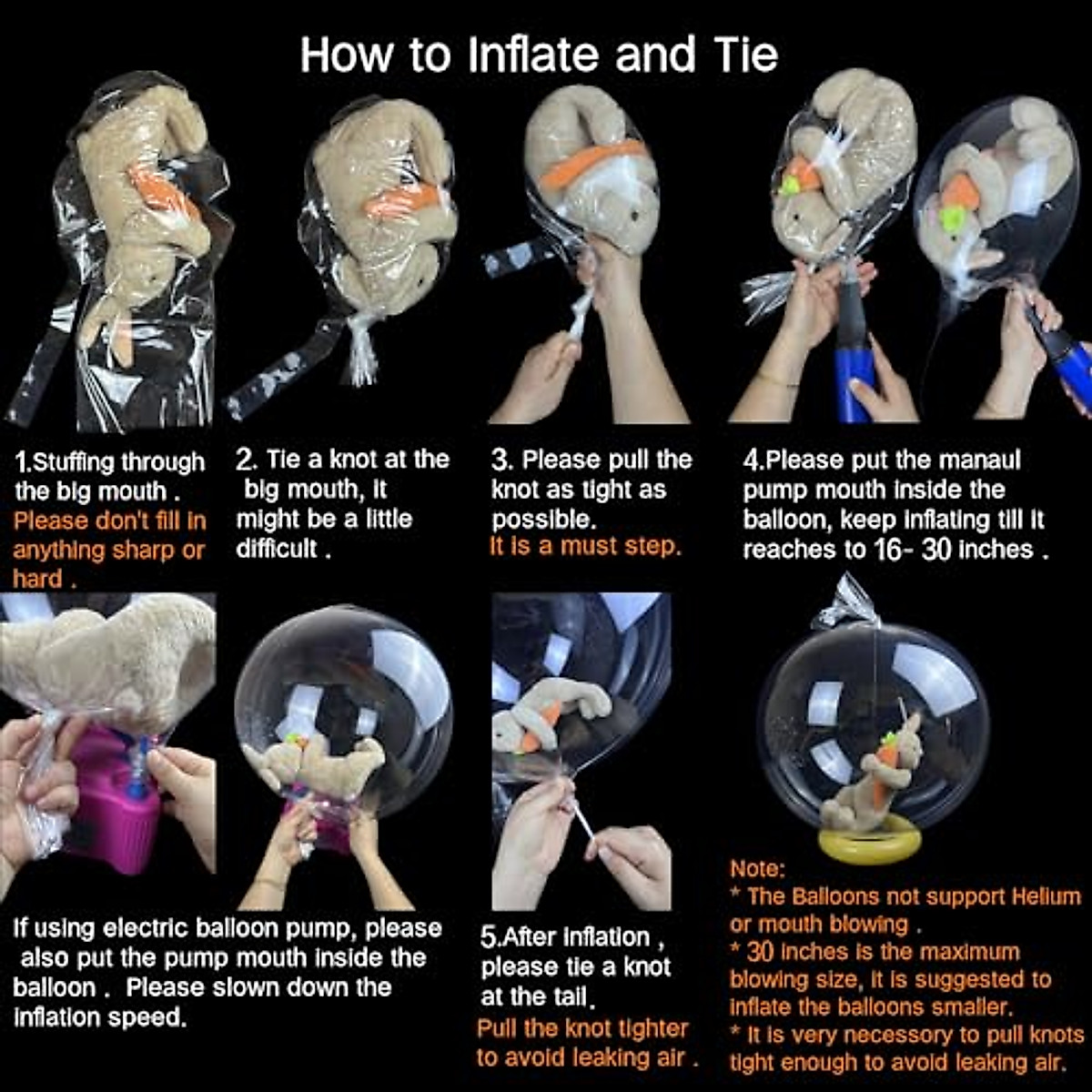 Large Clear Balloons for Stuffing, 10pack Big Pre Stretched Extra Wide Mouth BoBo Balloons, Giant Wrap Gifts Transparent Balloons for Mother's Day/Baby Shower/Kids Birthday Decoration