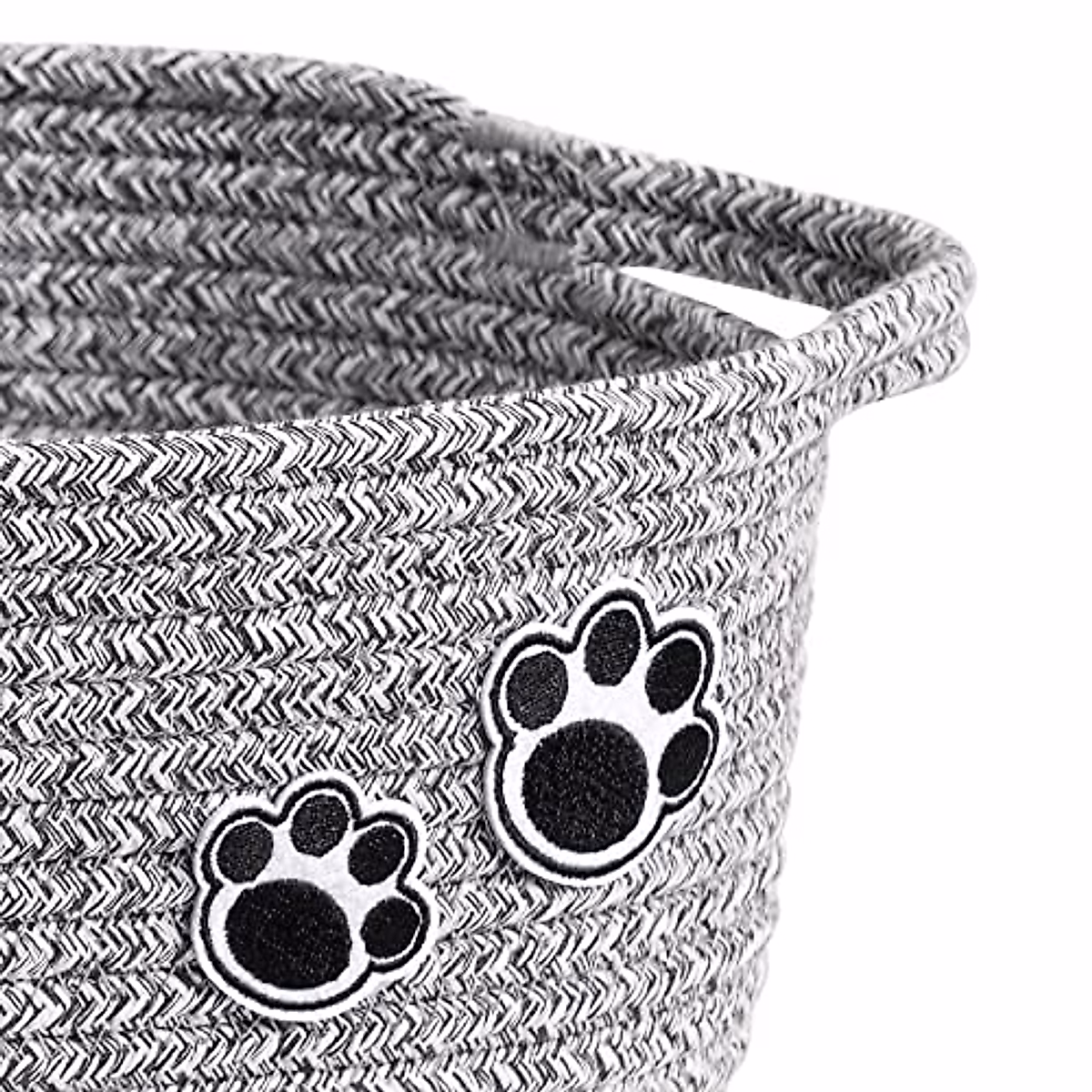 HiChen Small Cute Decorative Basket, Toy Basket for Dogs, Cats, Baby Nursery Storage Basket for Towels, Diapers, Woven Rope Basket for Shelf, 12 x 8 x 5 inches, Grey