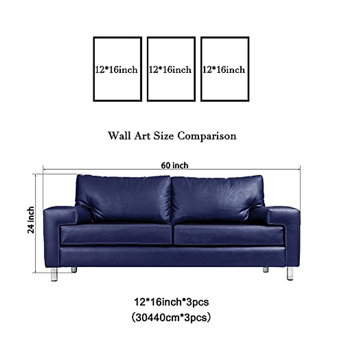 Wieco Art 3 Panel Blue Beach Canvas Wall Art for Home Decor Sunset White Wave Beach Pictures on Canvas Sea View Canvas Prints Artwork for Wall Decor Living Room Decorations