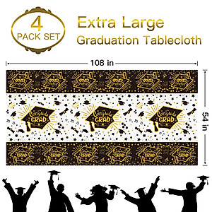 4 Pack Graduation Party Supplies 2024 Plastic Graduation Tablecloth, 54"x108" Waterproof Rectangle Table Cover Congrats Grad Party Decoration for College High School
