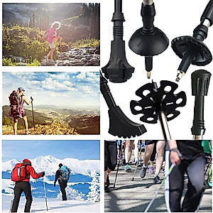 Favuit Hiking Pole Tips, Walking Stick Rubber Tips Trekking Poles 6Pcs Replacement Protectors Boot Tips Rubber Feet fits Most Standard Hiking Sticks 11mm Hole Diameter