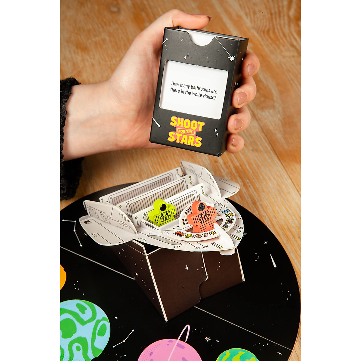 Shoot for The Stars — The Rocket-Powered Trivia Game for Adults and Family — Board Games for Teens, Kids and Aliens Alike